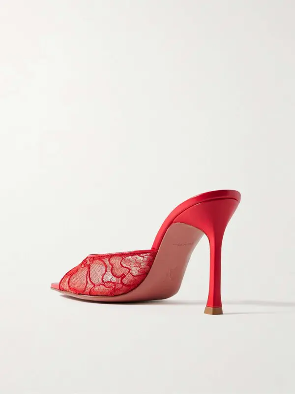 Amina Muaddi Alexa Corded Lace And Leather Pumps