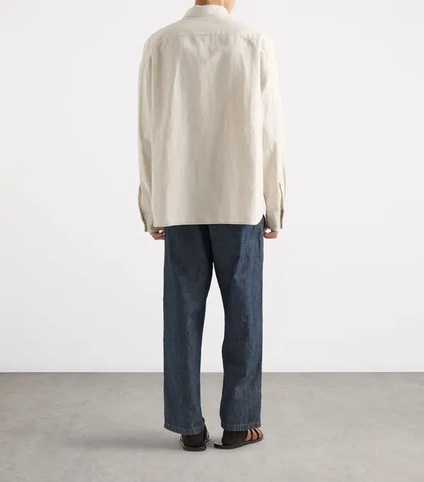 Prada Cotton-flax Oversized Chambray Shirt