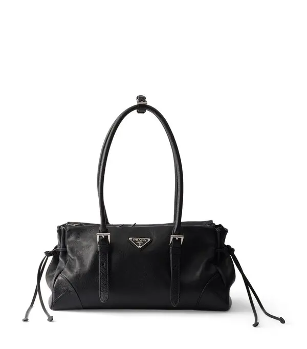 Prada Medium Leather Bonnie Shoulder Bag - Black