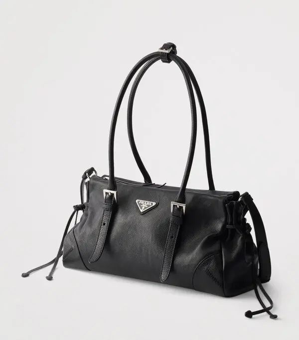 Prada Medium Leather Bonnie Shoulder Bag - Black