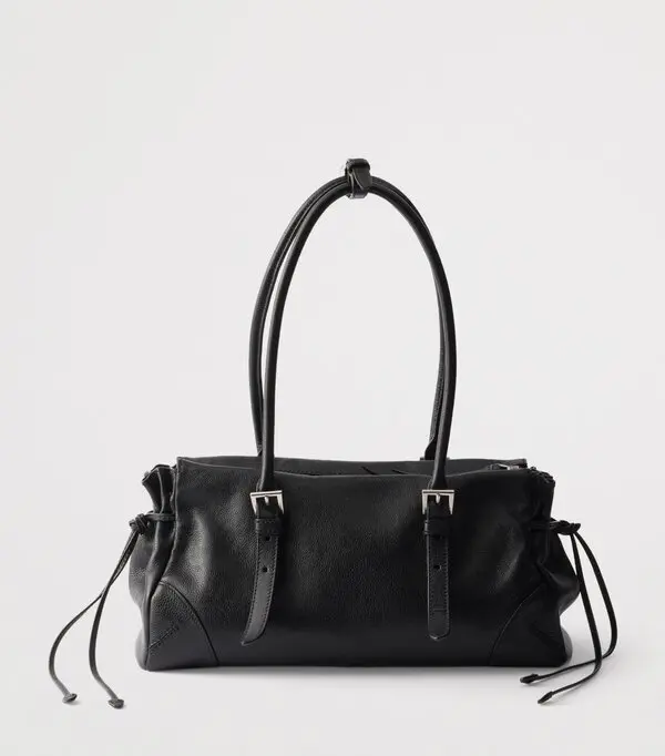 Prada Medium Leather Bonnie Shoulder Bag - Black