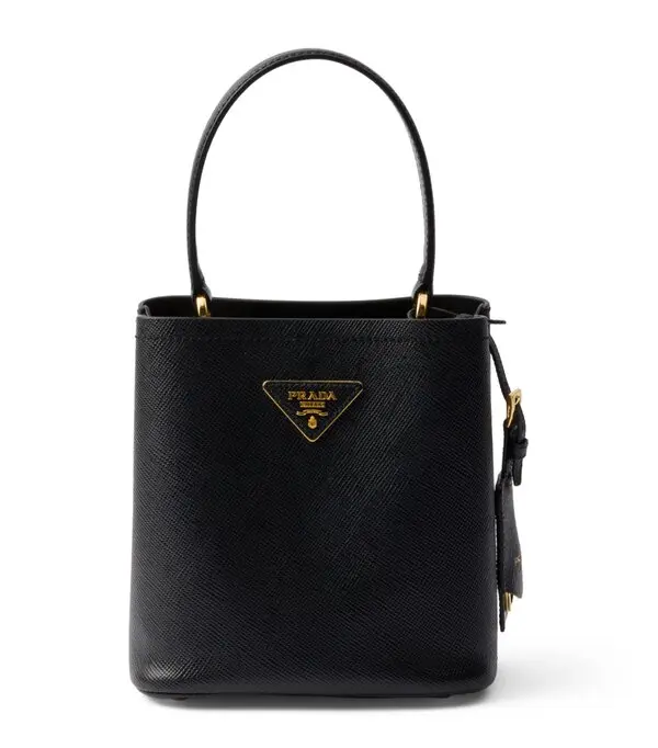 Prada Saffiano Leather Panier Top-handle Bucket Bag - Black