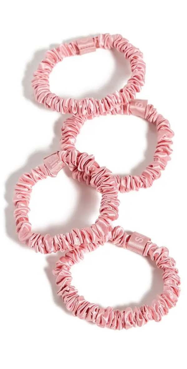 Slip Skinny Silk Scrunchie Set Of 4 - Rose