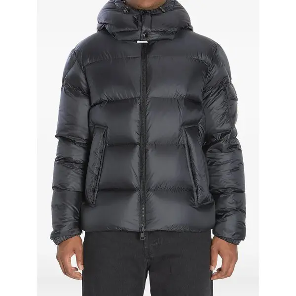 Moncler Full Zip Jacket With Knit Details - Black