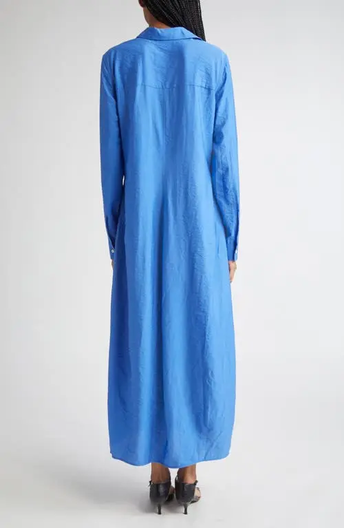 TOTEME Parachute Long Sleeve Silk Blend Maxi Shirtdress - Cobalt