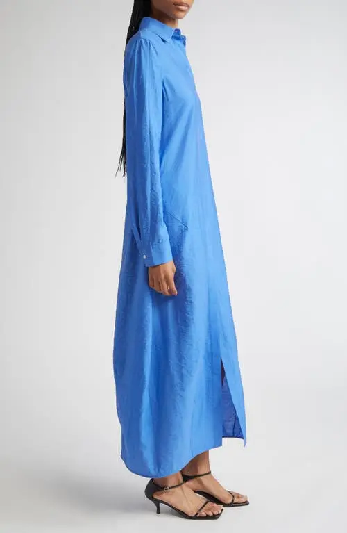 TOTEME Parachute Long Sleeve Silk Blend Maxi Shirtdress - Cobalt