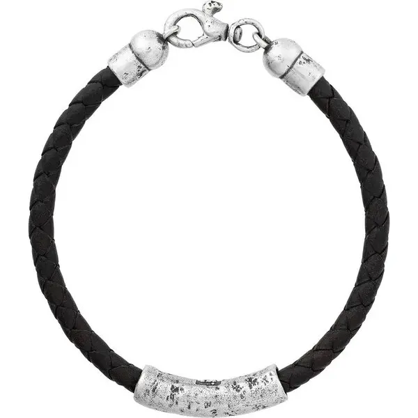 John Varvatos Artisan Id Bar Woven Leather Bracelet