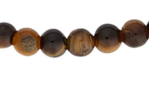 John Varvatos Skull Tiger's Eye Beaded Stretch Bracelet - Brown/silver