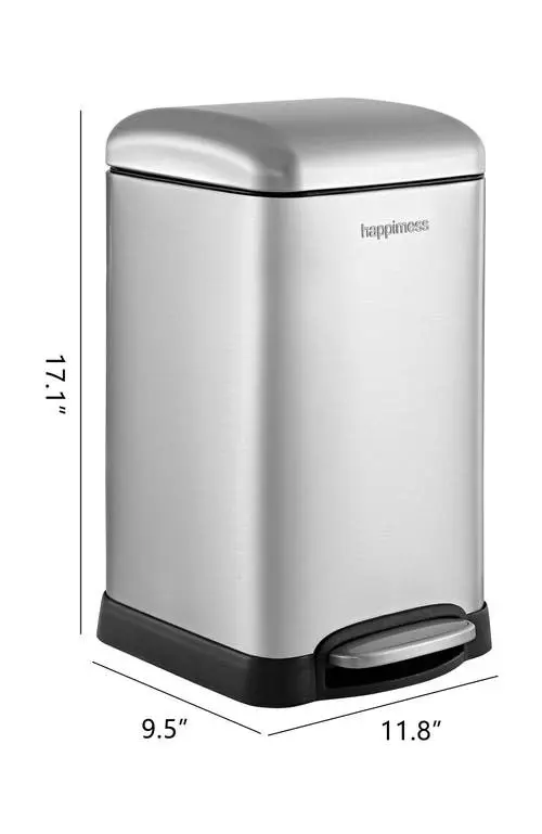 HAPPIMESS Betty Retro Mini 3.2-gallon Step-open Trash Can - Silver