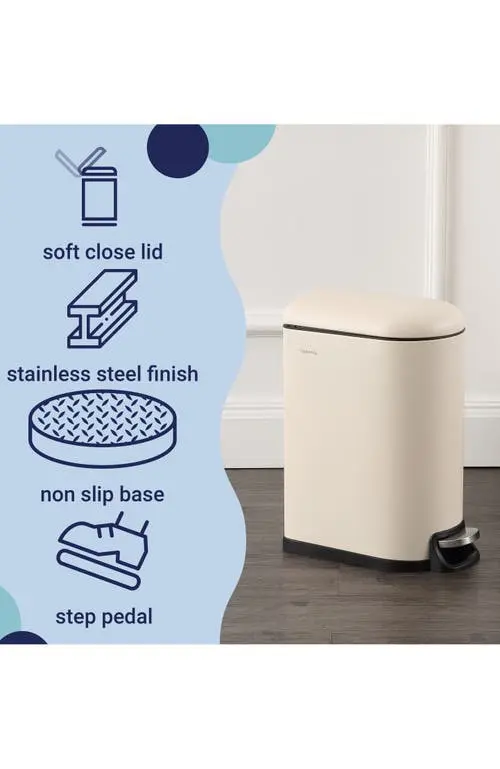 HAPPIMESS Roland Mini 2.6-gallon Step-open Trash Can - Limestone Beige