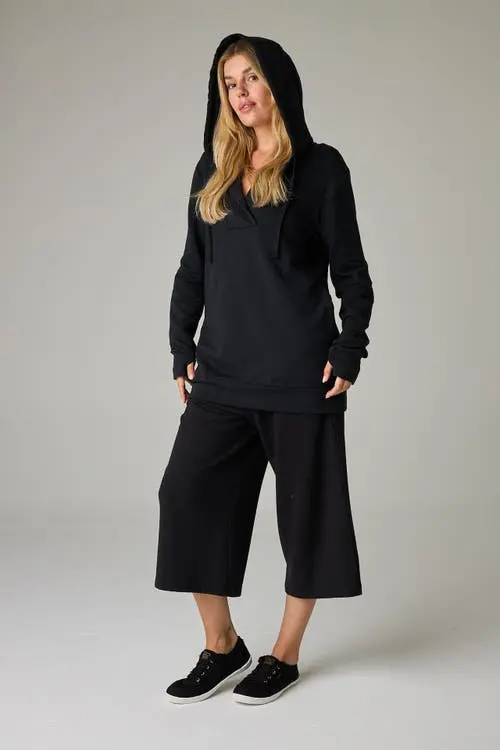 EAVOLU Serengeti Eco-luxe Oversized Fleece Hoodie - Coal Black