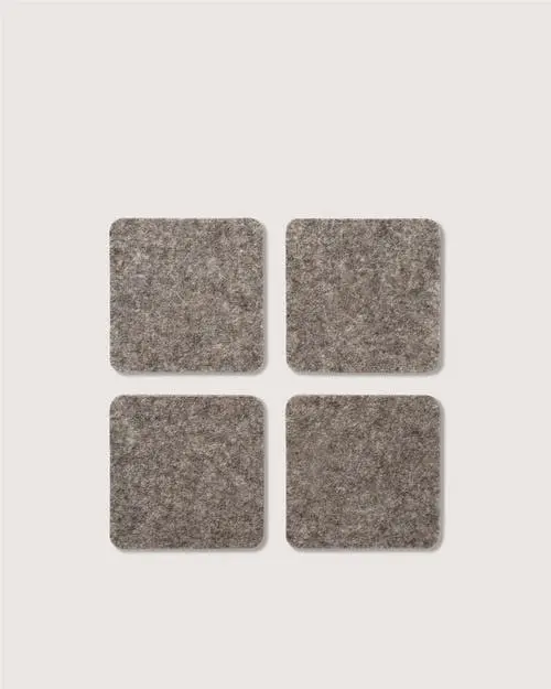 GRAF LANTZ Bierfilzl Merino Wool Square Coaster Multi 4 Pack - Ash Brown