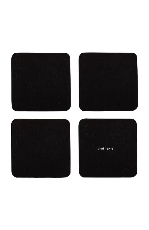 GRAF LANTZ Bierfilzl Merino Wool Square Coaster Solid 4 Pack - Black