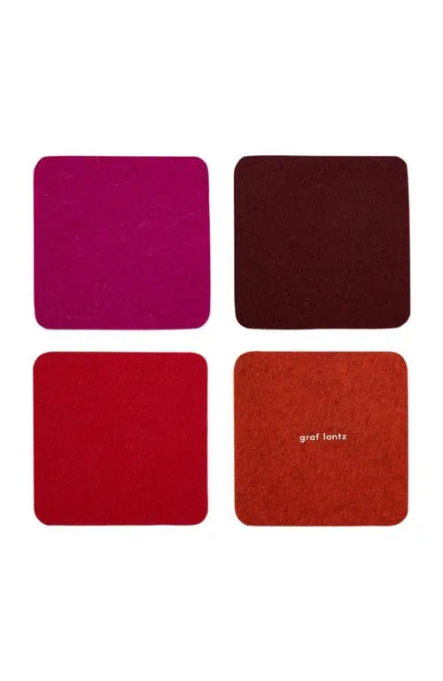 GRAF LANTZ Bierfilzl Merino Wool Square Coaster Multi 4 Pack - Bordeaux