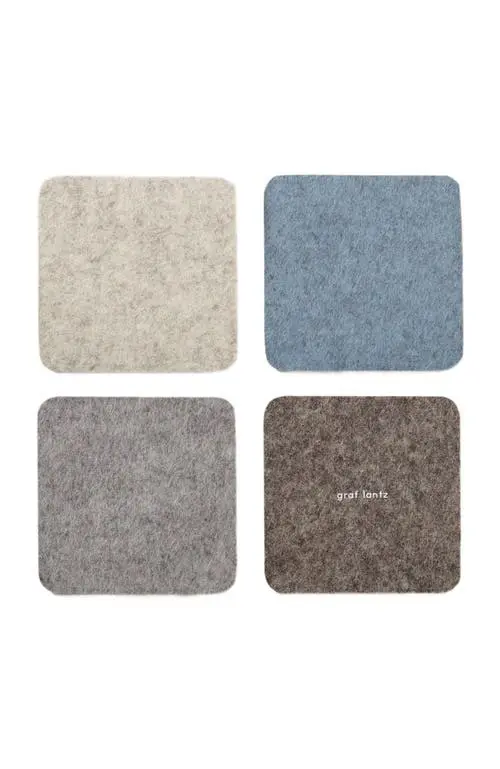 GRAF LANTZ Bierfilzl Merino Wool Square Coaster Solid 4 Pack - Cobblestone