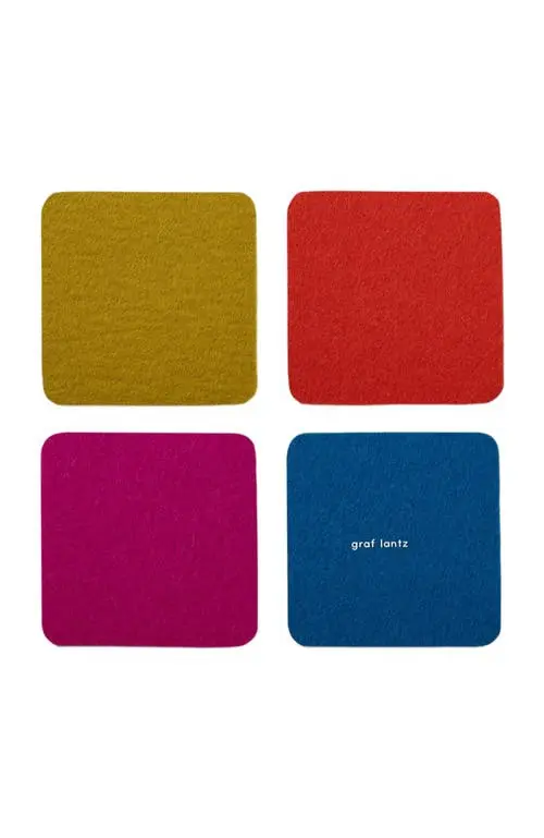 GRAF LANTZ Bierfilzl Merino Wool Square Coaster Multi 4 Pack - Electric