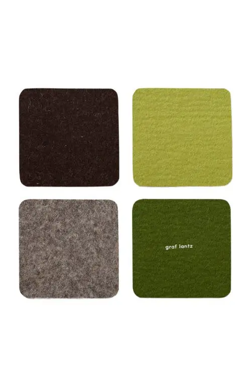 GRAF LANTZ Bierfilzl Merino Wool Square Coaster Solid 4 Pack - Forest