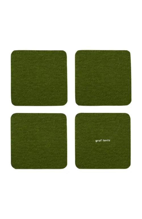 GRAF LANTZ Bierfilzl Merino Wool Square Coaster Multi 4 Pack - Loden Green
