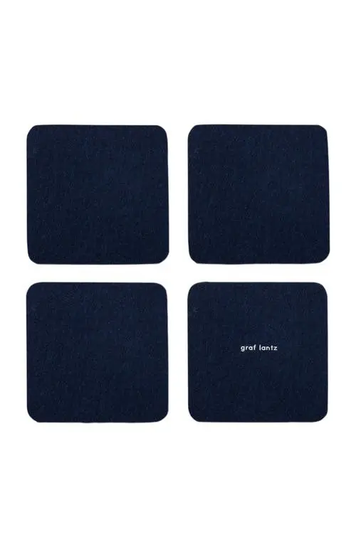 GRAF LANTZ Bierfilzl Merino Wool Square Coaster Solid 4 Pack - Marine