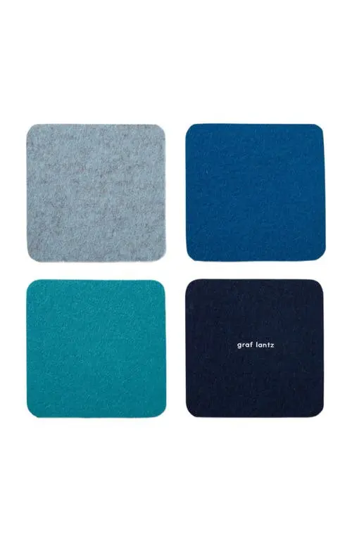 GRAF LANTZ Bierfilzl Merino Wool Square Coaster Solid 4 Pack - Ocean