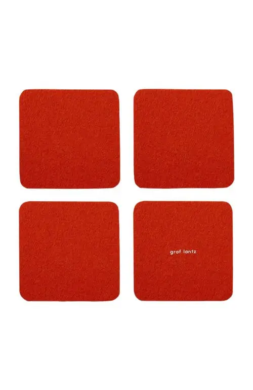 GRAF LANTZ Bierfilzl Merino Wool Square Coaster Solid 4 Pack - Orange