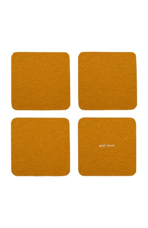 GRAF LANTZ Bierfilzl Merino Wool Square Coaster Multi 4 Pack - Turmeric