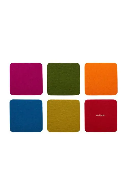 GRAF LANTZ Bierfilzl Merino Wool Square Coaster Multi 6 Pack - Rainbow