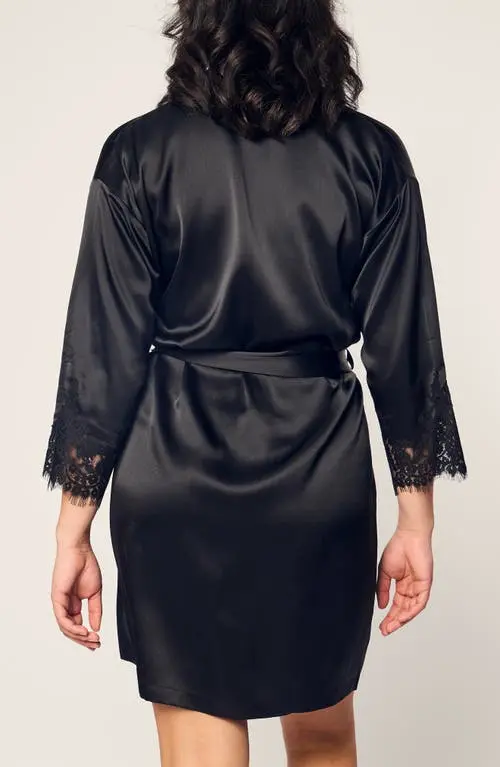 PETITE PLUME Silk Lace Robe - Black
