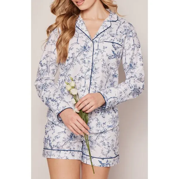 PETITE PLUME Timeless Toile Short Pajamas - White