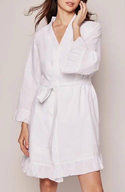 PETITE PLUME Swiss Dot Cotton Robe - White