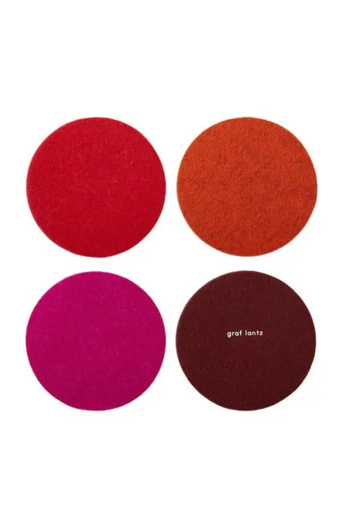 GRAF LANTZ Bierfilzl Merino Wool Round Coaster Solid 4 Pack - Bordeaux