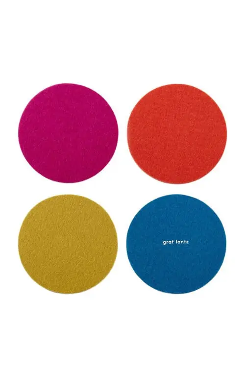 GRAF LANTZ Bierfilzl Merino Wool Round Coaster Solid 4 Pack - Electric