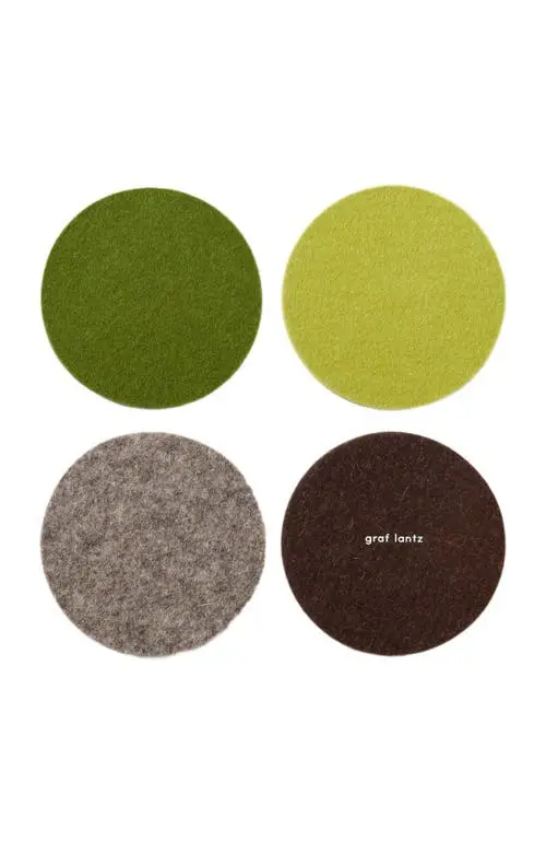 GRAF LANTZ Bierfilzl Merino Wool Round Coaster Solid 4 Pack - Forest