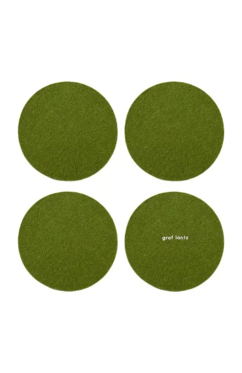 GRAF LANTZ Bierfilzl Merino Wool Round Coaster Solid 4 Pack - Loden Green