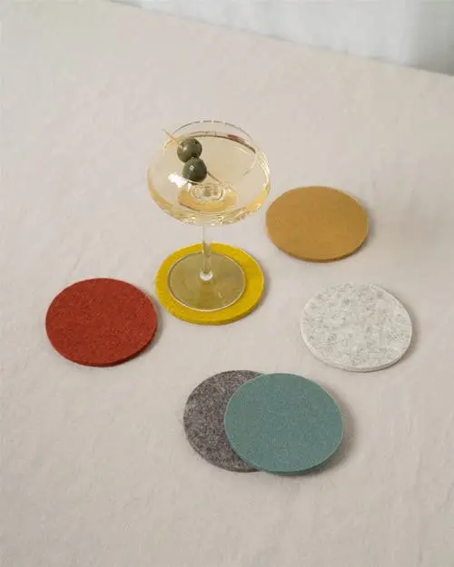 GRAF LANTZ Bierfilzl Merino Wool Round Coaster Solid 4 Pack