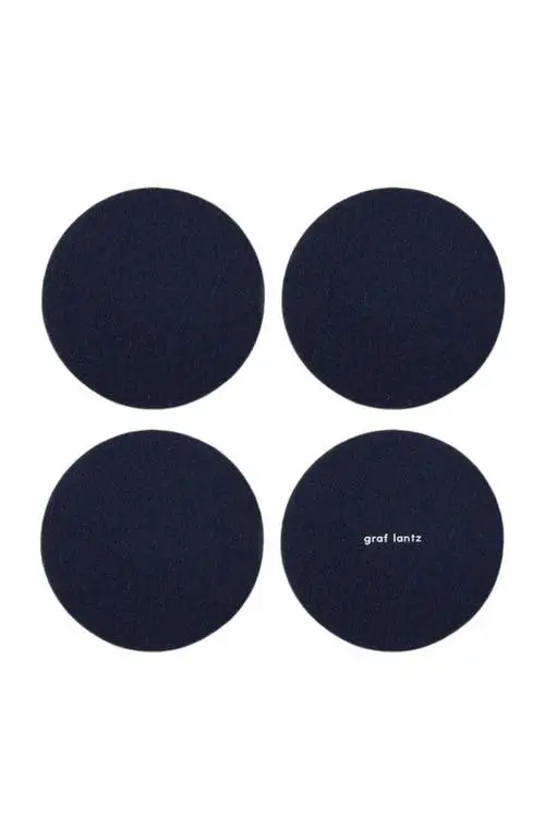 GRAF LANTZ Bierfilzl Merino Wool Round Coaster Solid 4 Pack - Marine
