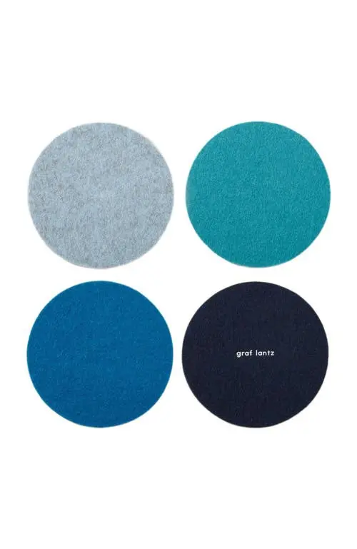 GRAF LANTZ Bierfilzl Merino Wool Round Coaster Solid 4 Pack - Ocean