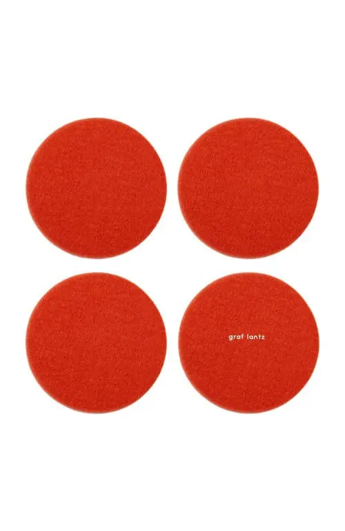 GRAF LANTZ Bierfilzl Merino Wool Round Coaster Solid 4 Pack - Orange