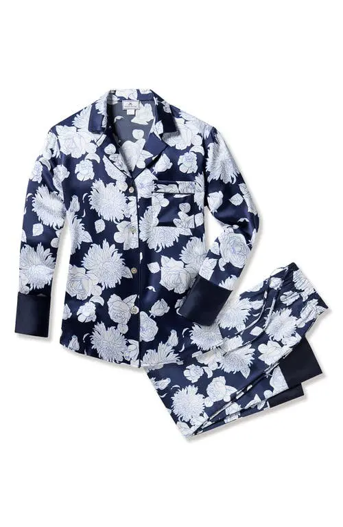 PETITE PLUME Midnight Blooms Silk Pajamas