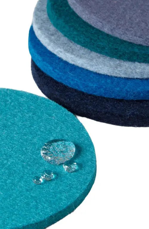 GRAF LANTZ Bierfilzl Merino Wool Round Coaster Multi 6 Pack - Ocean