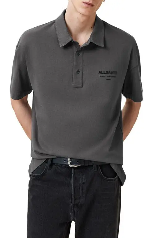 ALLSAINTS Xander Logo Graphic Polo - Gravestone Grey