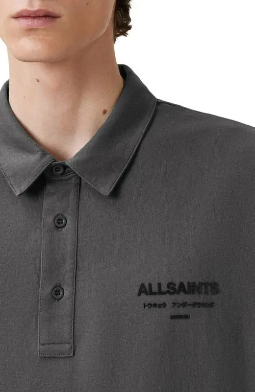 ALLSAINTS Xander Logo Graphic Polo - Gravestone Grey
