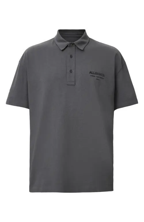 ALLSAINTS Xander Logo Graphic Polo - Gravestone Grey