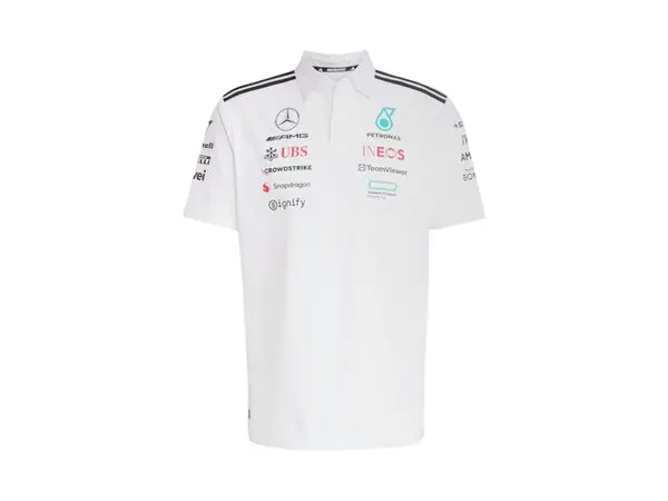 Adidas Mercedes Amg Petronas Formula One Team Polo Shirt - White Melange/black