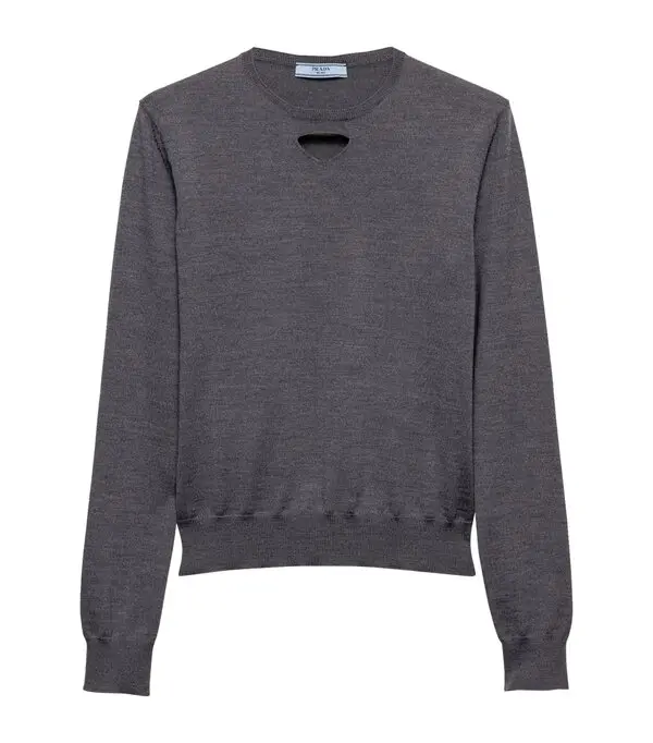 Prada Virgin Wool Triangle Cut-out Sweater