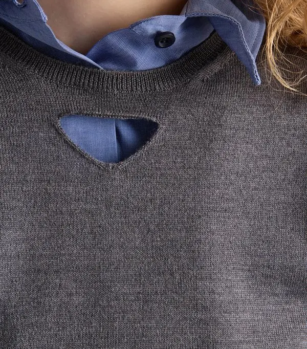Prada Virgin Wool Triangle Cut-out Sweater