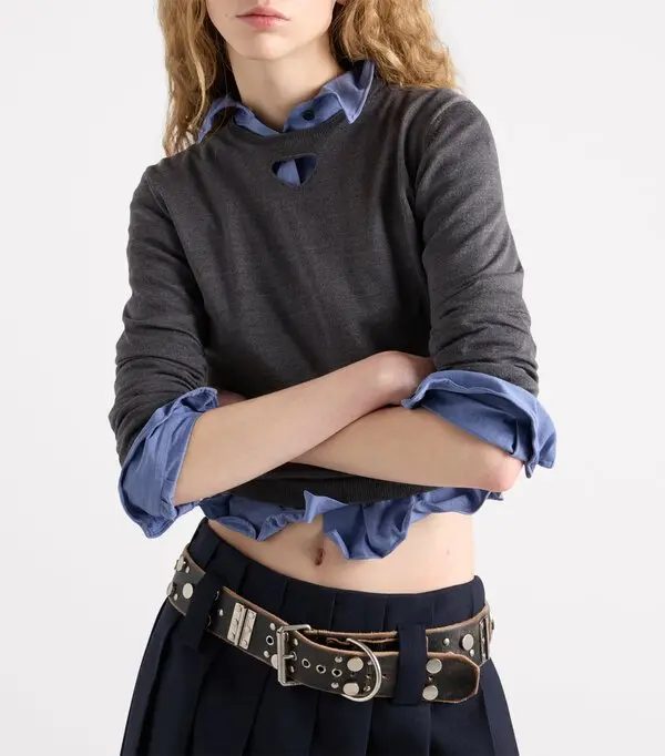 Prada Virgin Wool Triangle Cut-out Sweater