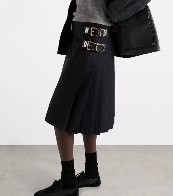 Prada Mohair-wool Pleated Skirt