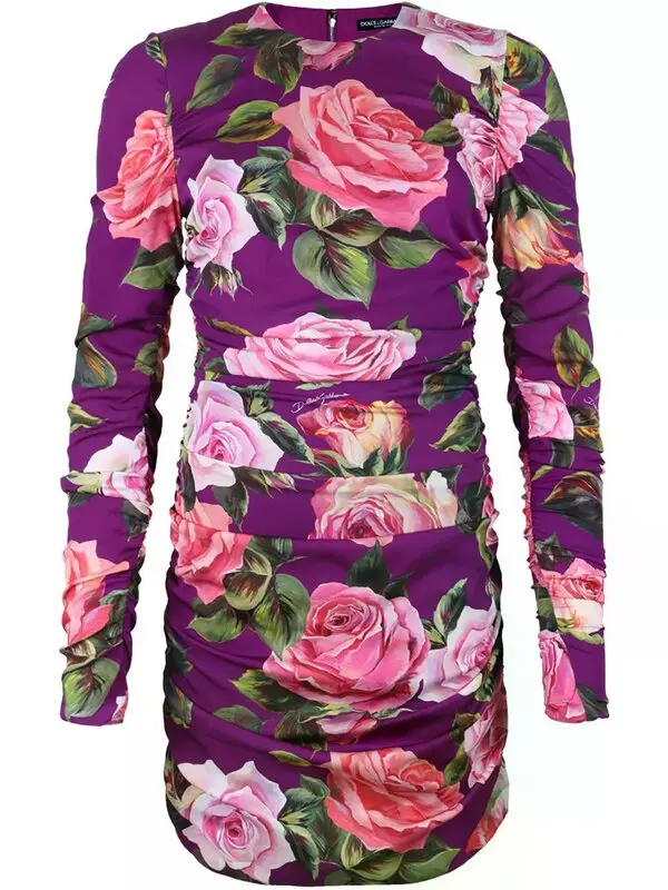 Dolce & Gabbana Floral Print Dress - Purple