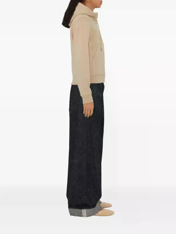 Burberry Check-label Cotton Hoodie - Neutrals